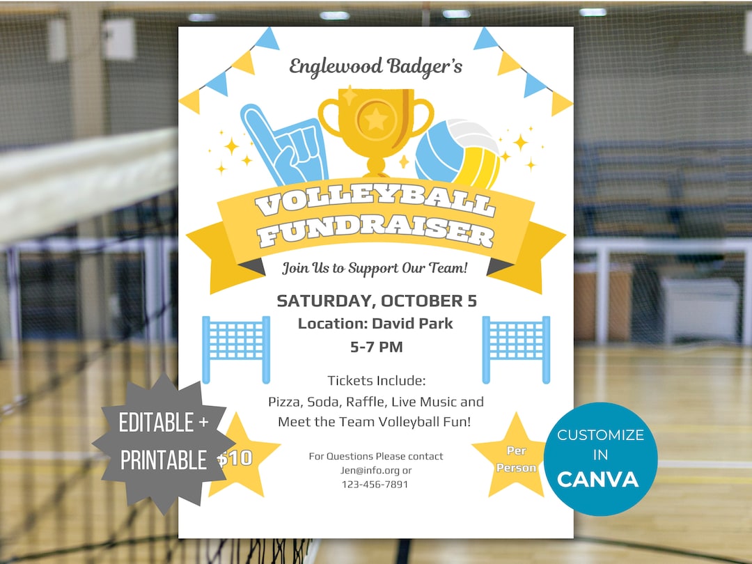 Editable Volleyball Fundraiser Flyer Template Club Volleyball Team ...
