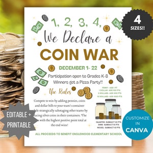 Company Coin War Flyer Template Office Coin War Fundraiser Editable ...