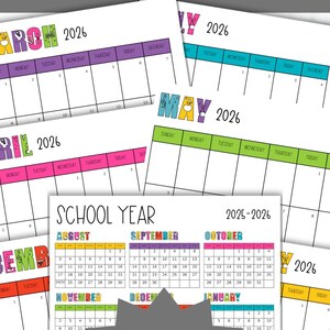 2025-2026 School Year Calendar Printable Monthly Calendar Bundle Year ...