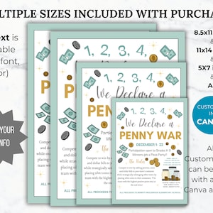 Company Penny War Flyer Template Office Penny War Fundraiser Editable ...