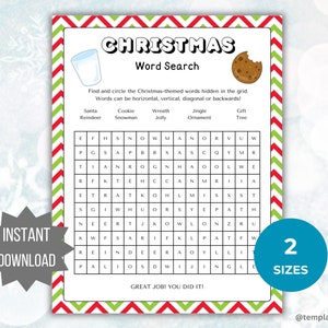 Christmas Word Search Printable for Kids Christmas Game for Family ...