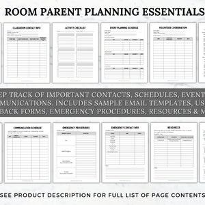 Classroom Parent Planner Printable PTO Room Parent Binder Template PTA ...