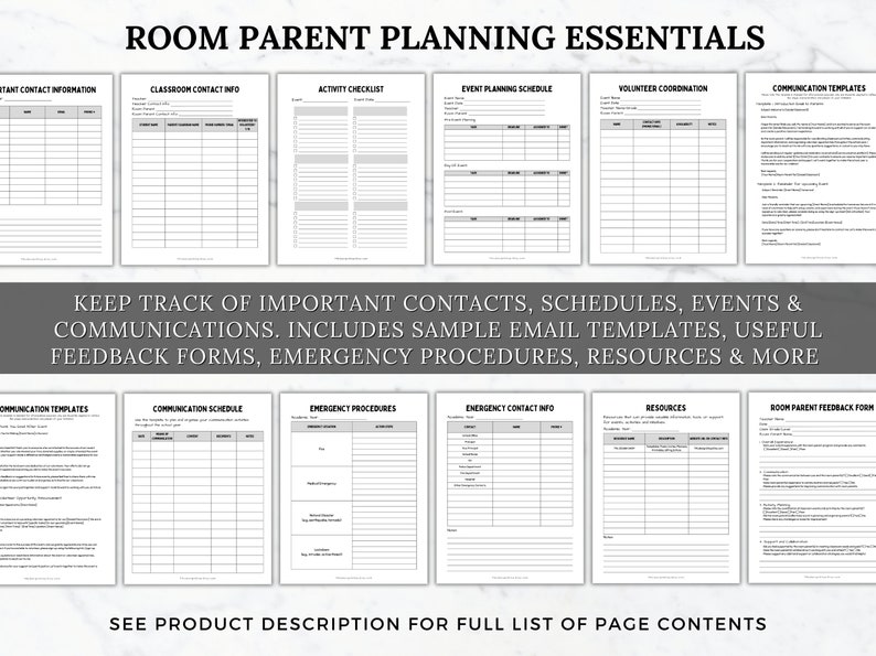 Classroom Parent Planner Printable PTO Room Parent Binder Template PTA ...