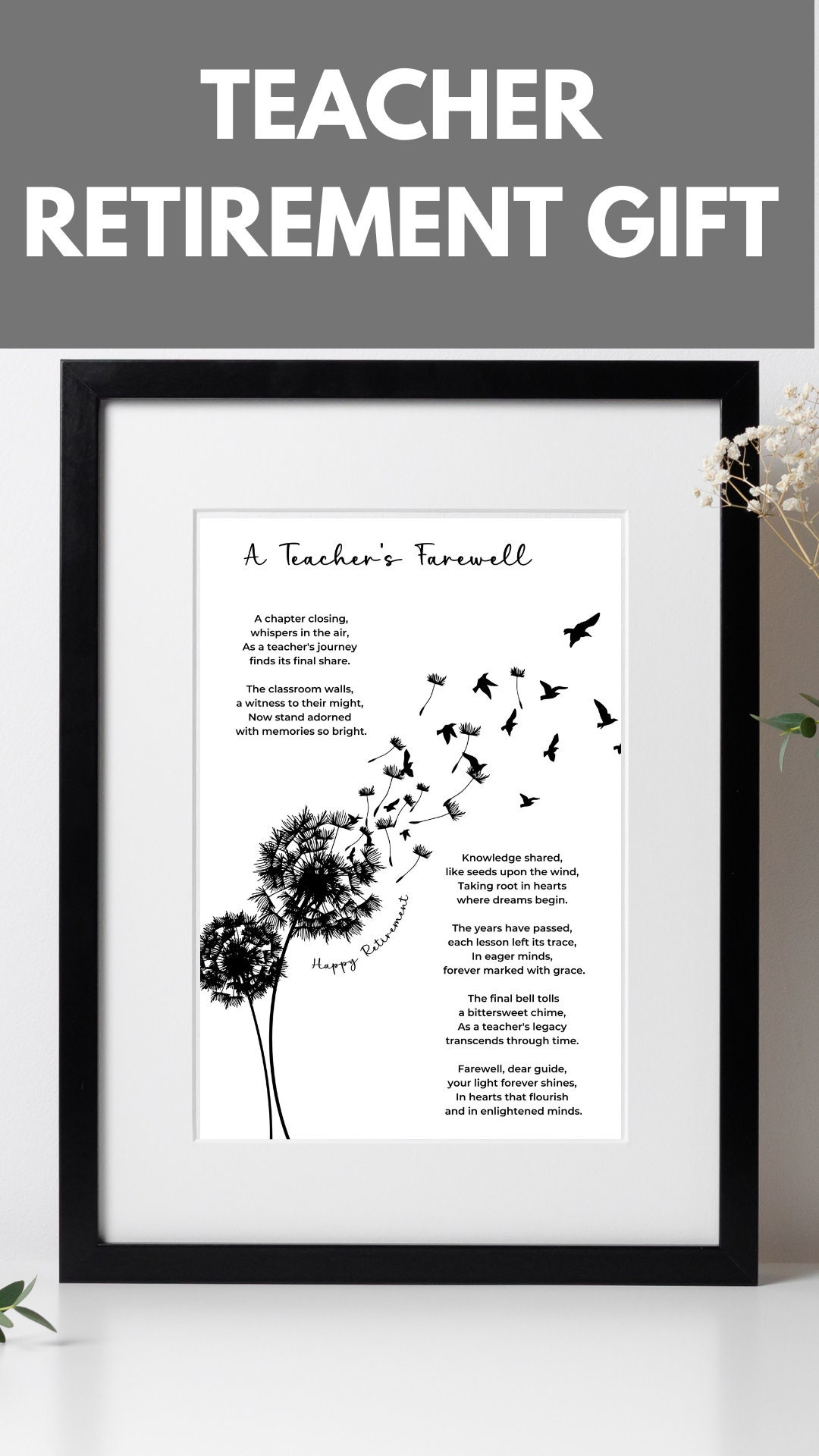 Teacher Retirement Gift Printable for Retiring Teacher Poem - Etsy