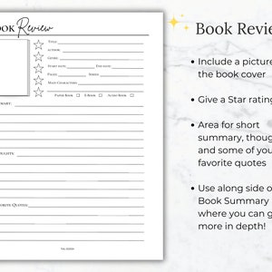 Book Review Bundle Printable Reading Journal Book Series Review Digital ...