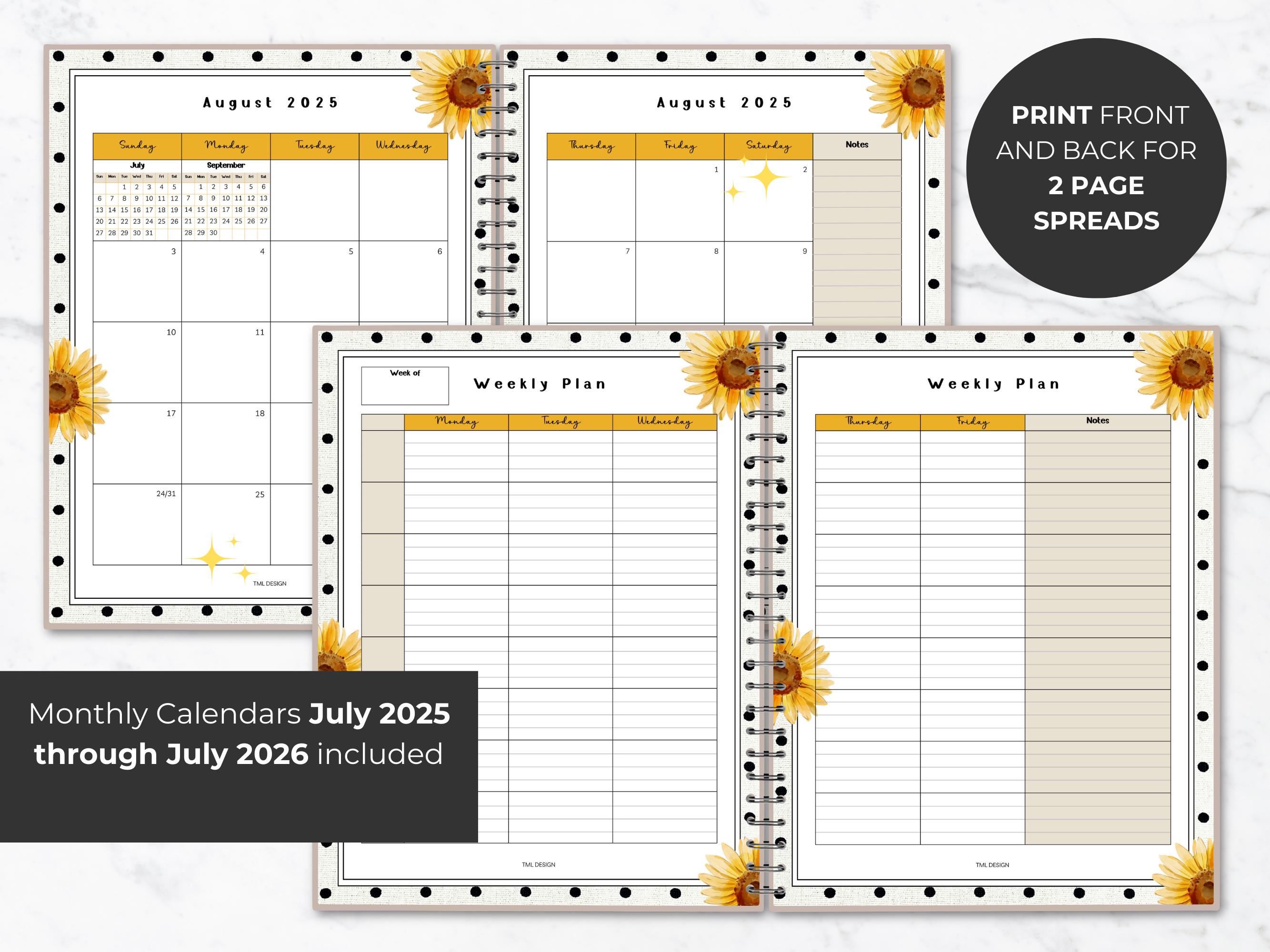 Teacher Planner Printable 2025-2026 School Calendar Lesson Planner ...
