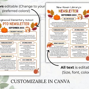 Fall Newsletter Flyer Printable Community Newsletter Flyer Editable ...