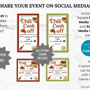 Chili Cook off Flyer Invitation Template PTO Bundle Neighborhood Fall ...