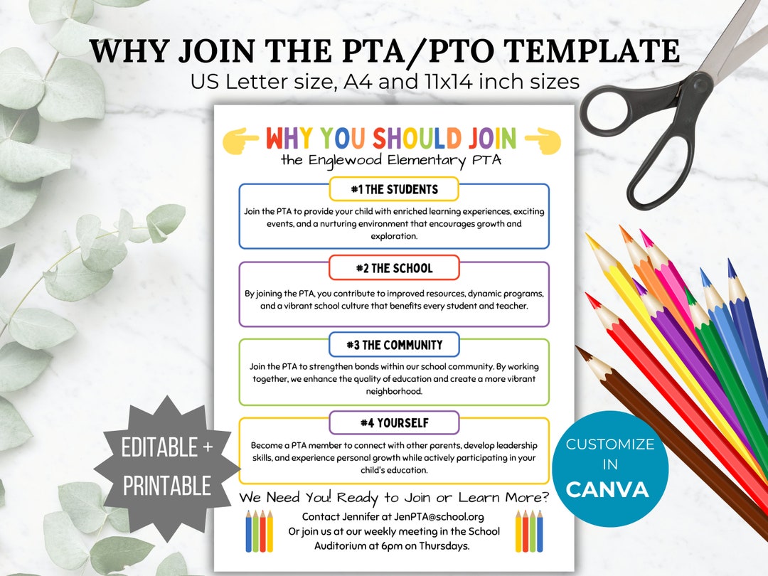Why Join PTA Flyer Why Join PTO Flyer Editable Pto Template Pta ...