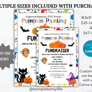 Pumpkin Painting Fundraiser Flyer Template PTA Editable Fall School ...