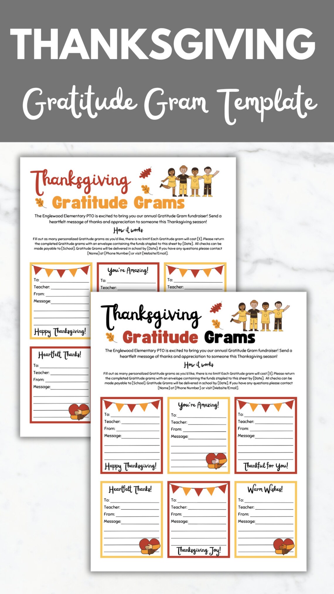 Thanksgiving Gratitude Gram Flyer PTO Template Turkey Gram Printable ...