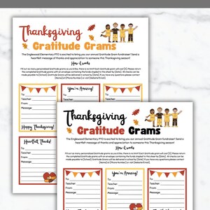 Thanksgiving Gratitude Gram Flyer PTO Template Turkey Gram Printable ...