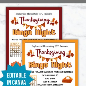 Thanksgiving Bingo Night Flyer PTO Template School Fundraiser Flyer ...