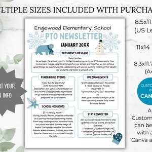 PTA Winter Newsletter Flyer Printable PTO School Newsletter Flyer ...