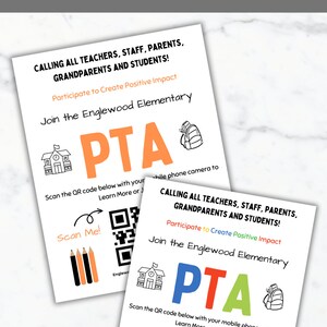 Join the PTA Flyer QR Code PTO Template Editable School Pta Recruitment ...