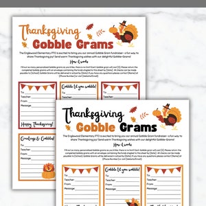 Thanksgiving Gobble Gram Flyer PTO Template Turkey Gram Printable ...
