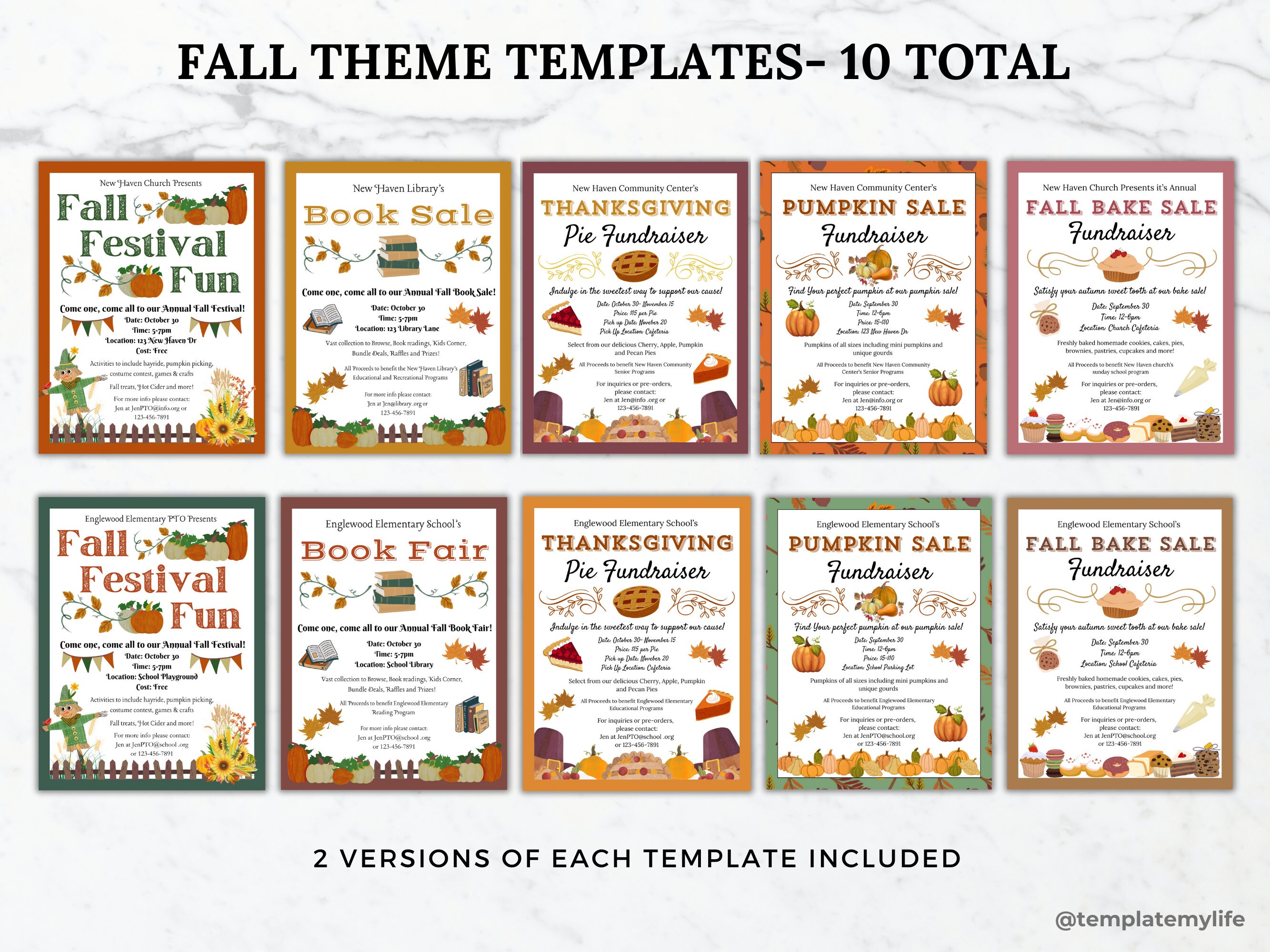 Fall Fundraiser Flyer Editable Template Bundle Bake Sale Printable ...