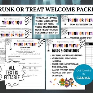 Trunk or Treat Flyer Welcome Packet Template Bundle PTO Halloween Party ...