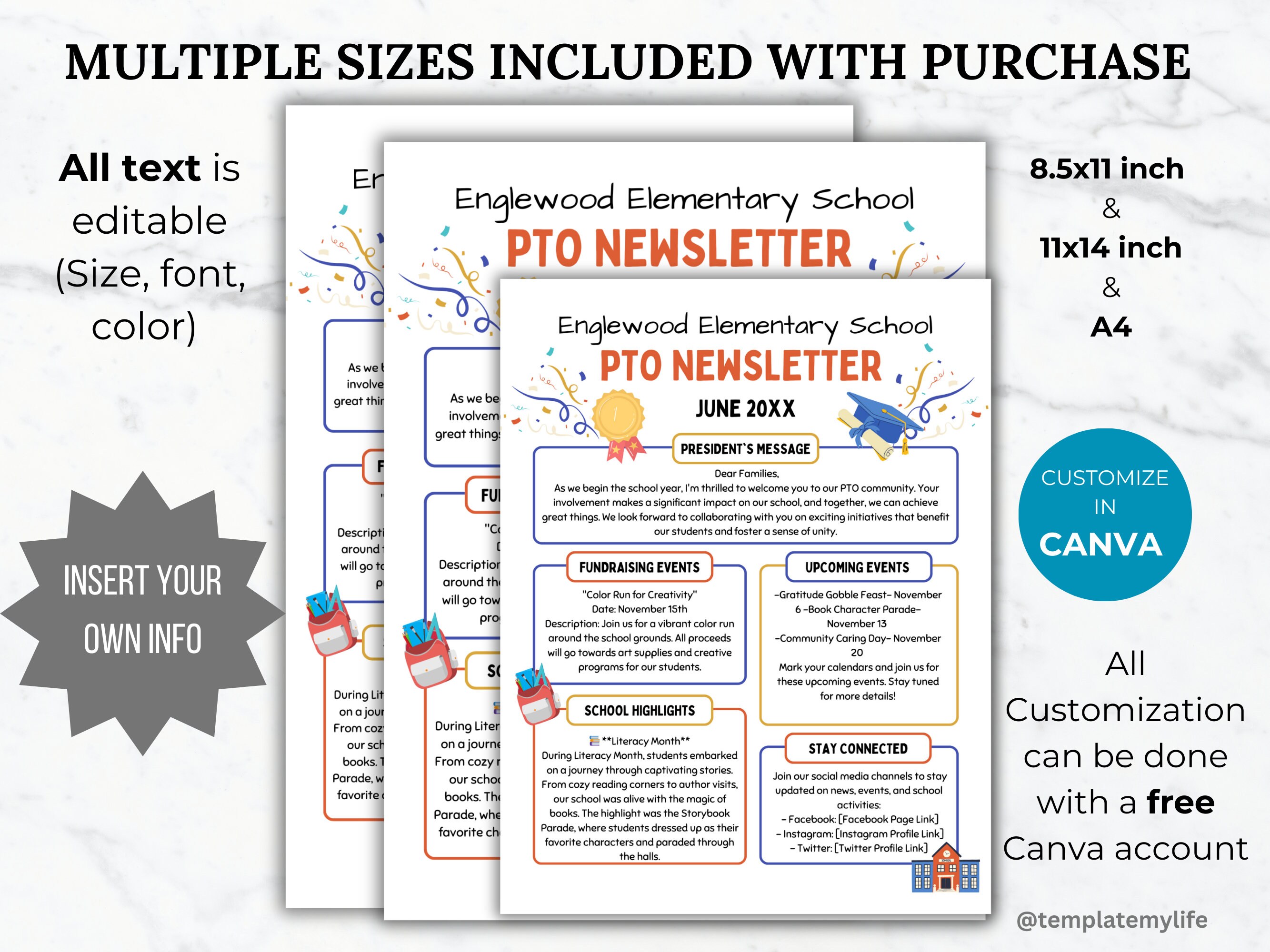 June PTA Newsletter Flyer Printable PTO School Newsletter Flyer ...