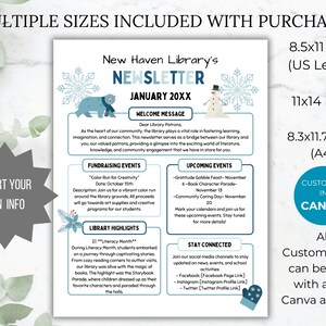 Winter Newsletter Flyer Printable Community Newsletter Flyer Editable ...