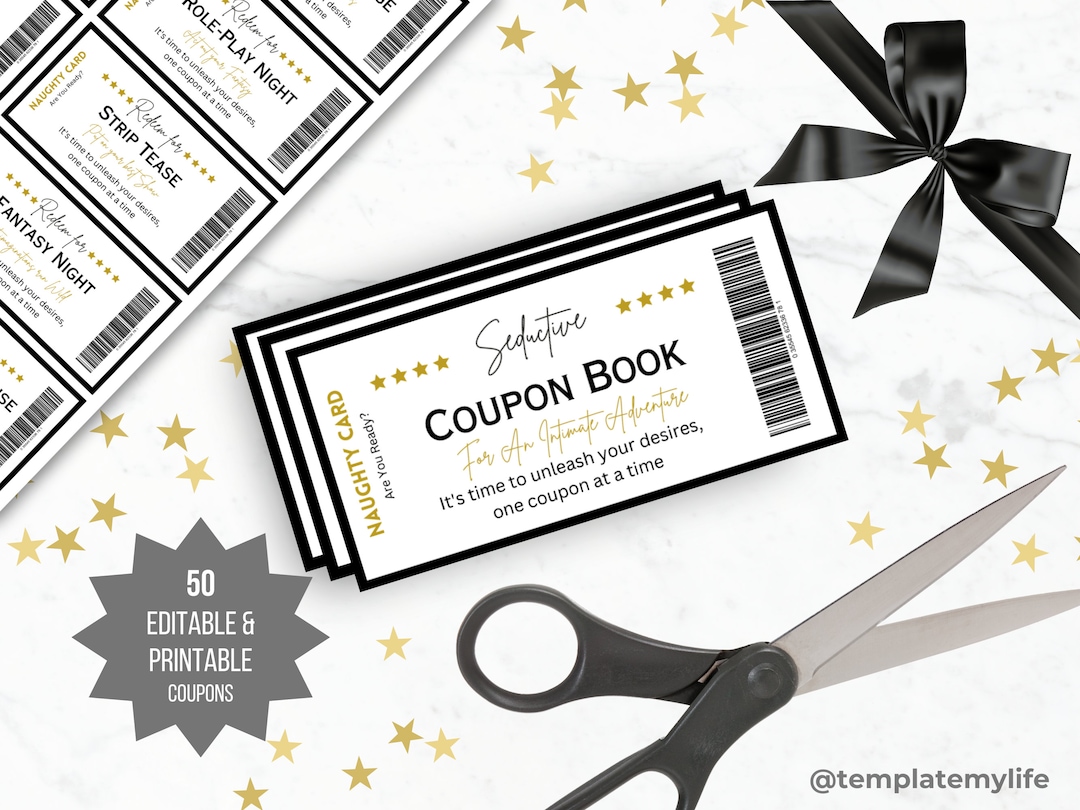 Dirty Adult Coupon Book Printable Sensual Couple Coupons Sexy Gift for ...