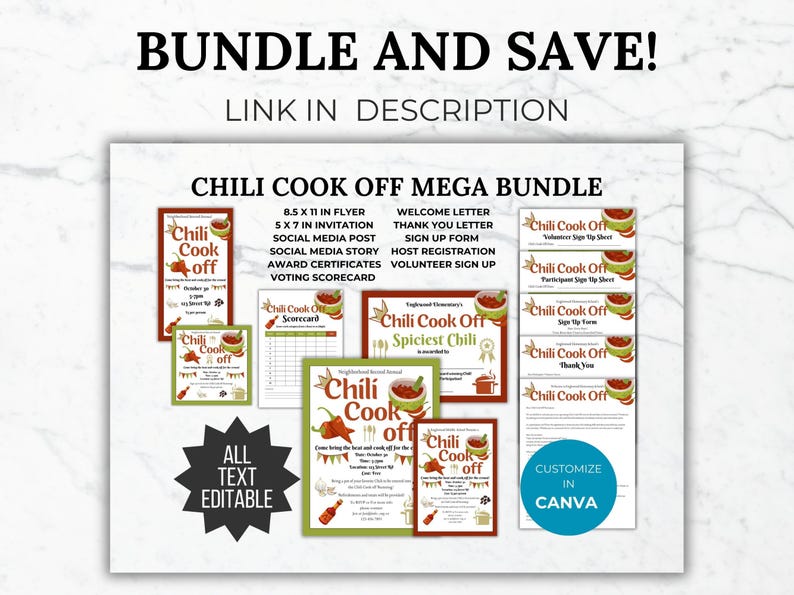 Chili Cook off Flyer Template PTO Participant Registration Sign up ...