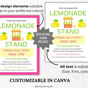 Lemonade Sale Flyer Template Summer Fundraiser Flyer Printable Lemonade ...