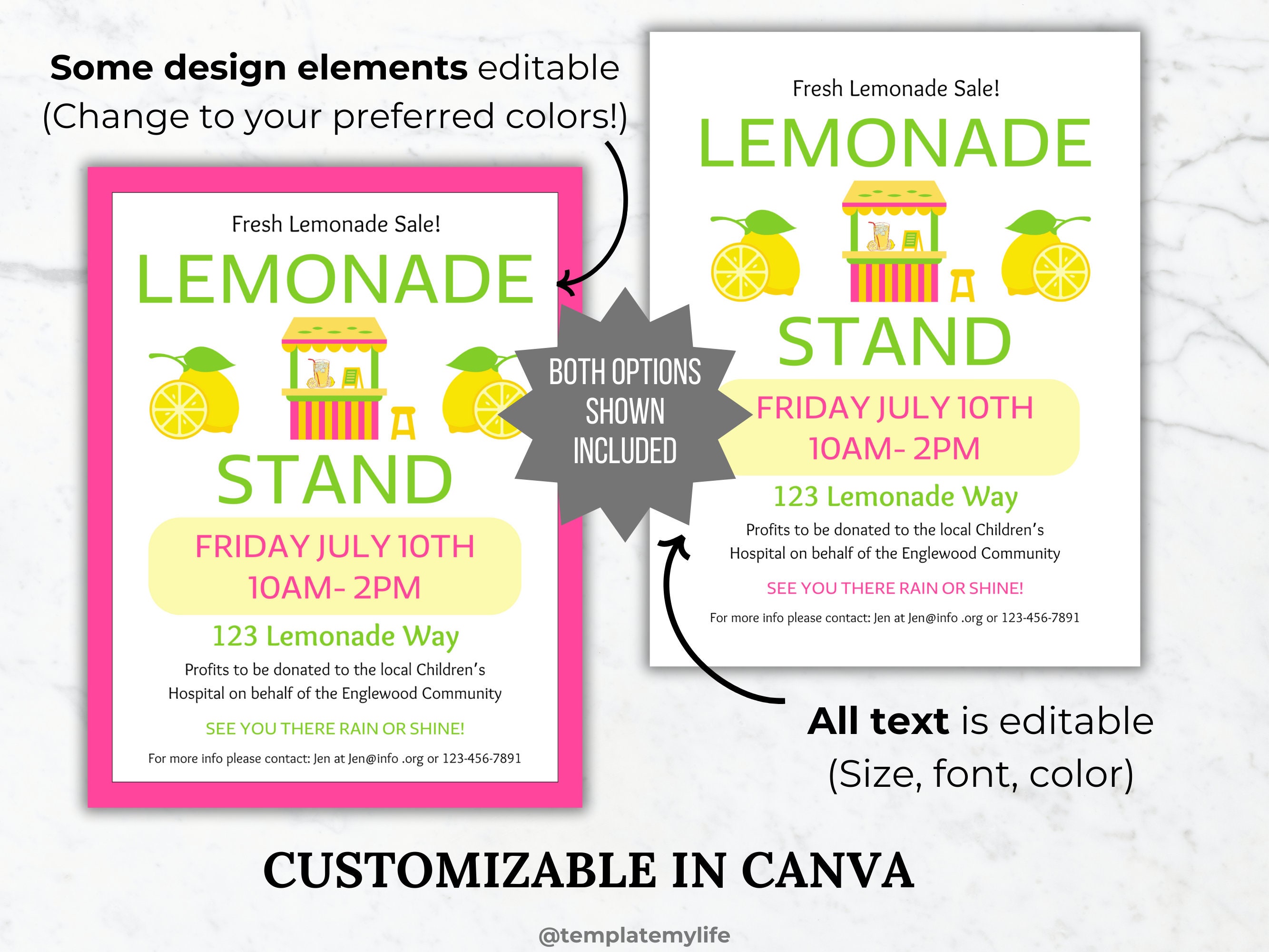 Lemonade Sale Flyer Template Summer Fundraiser Flyer Printable Lemonade ...