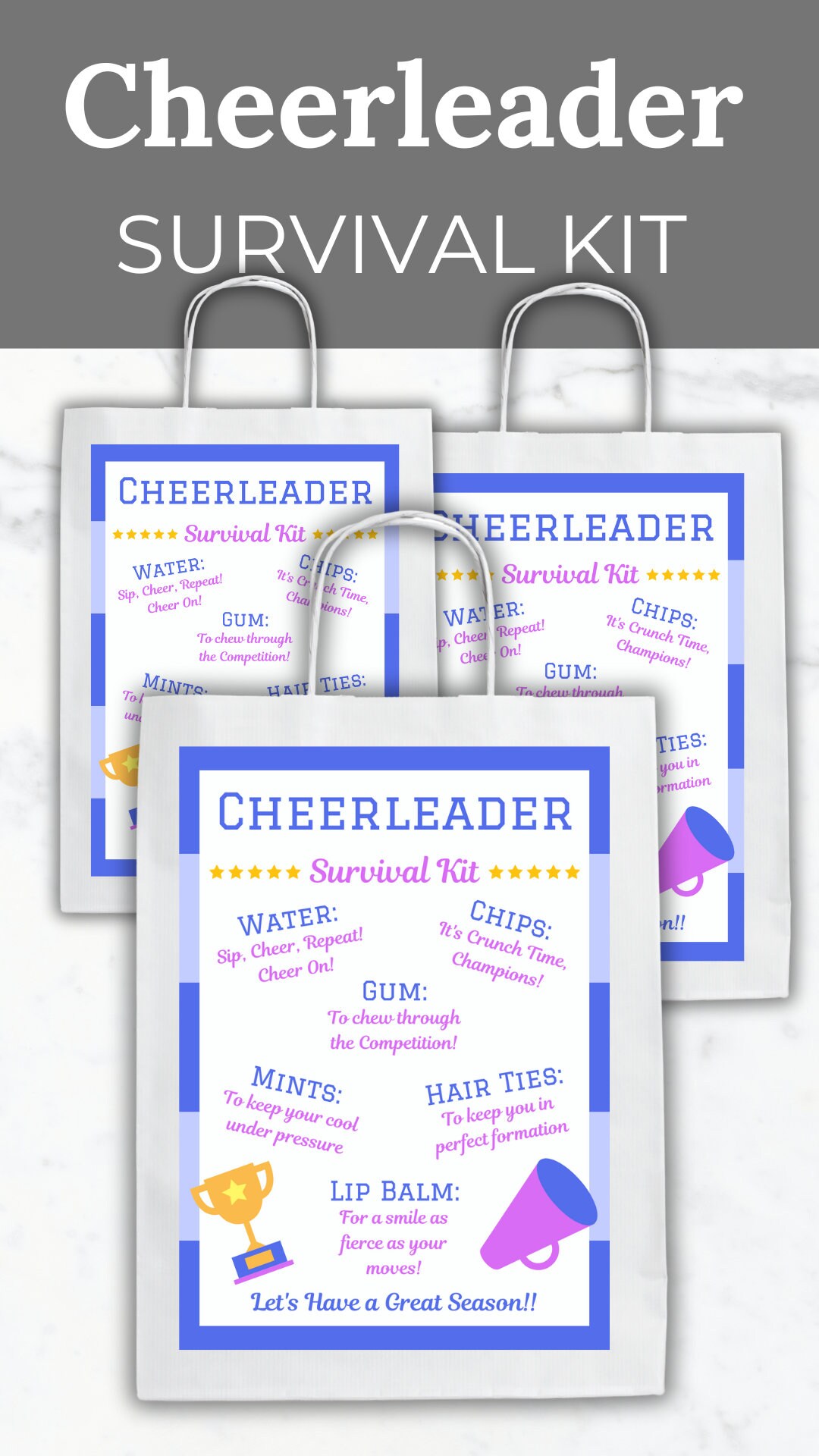 Cheerleader Survival Kit Editable Template Cheer Team Gift - Etsy