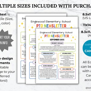 PTA Newsletter Template PTO Newsletter Handout Editable School ...