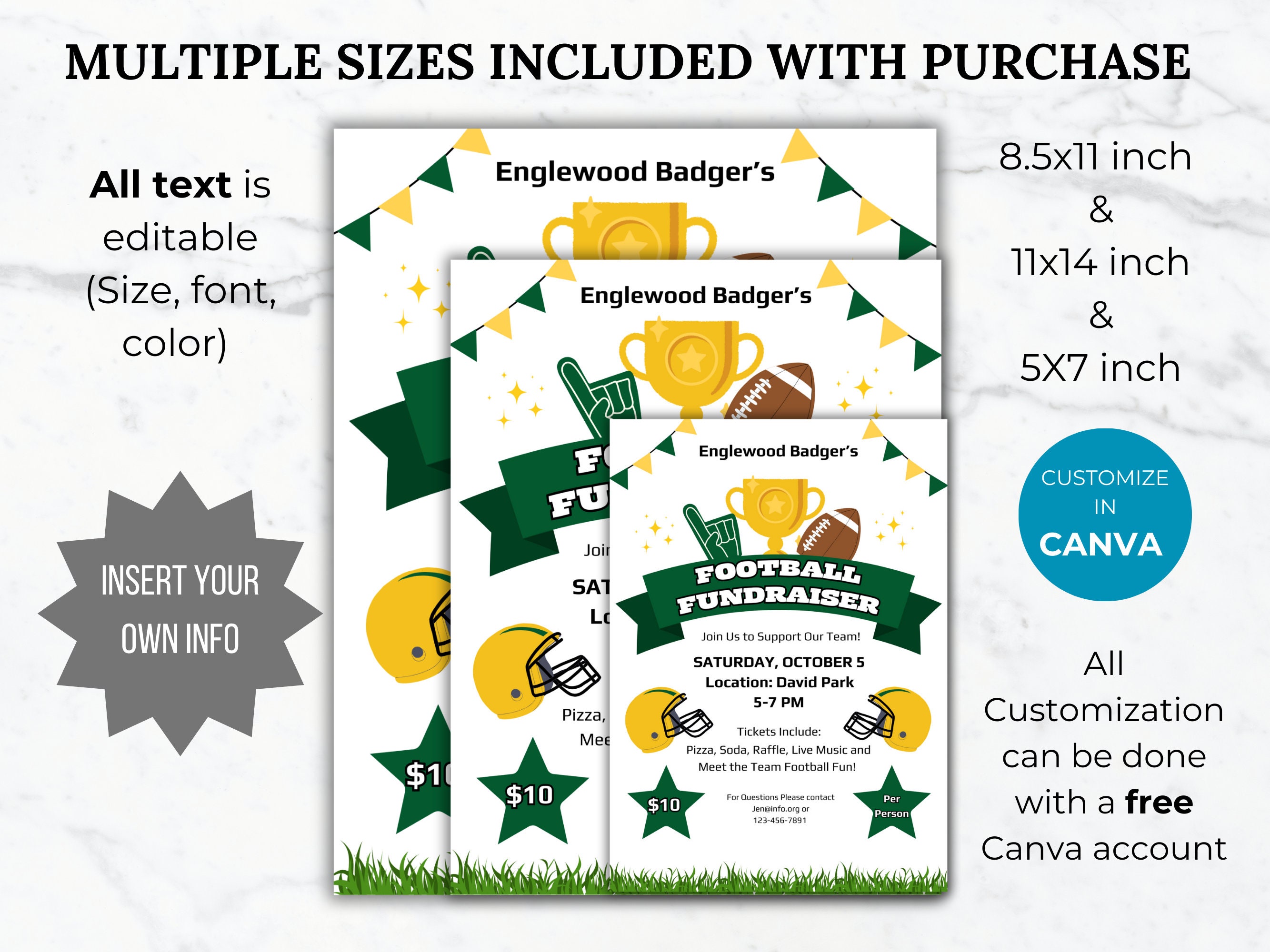Editable Football Fundraiser Flyer Template Football Team Fundraiser ...