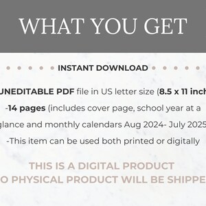 School Calendar Planner 2024-2025 Printable Monthly Calendar Back to ...