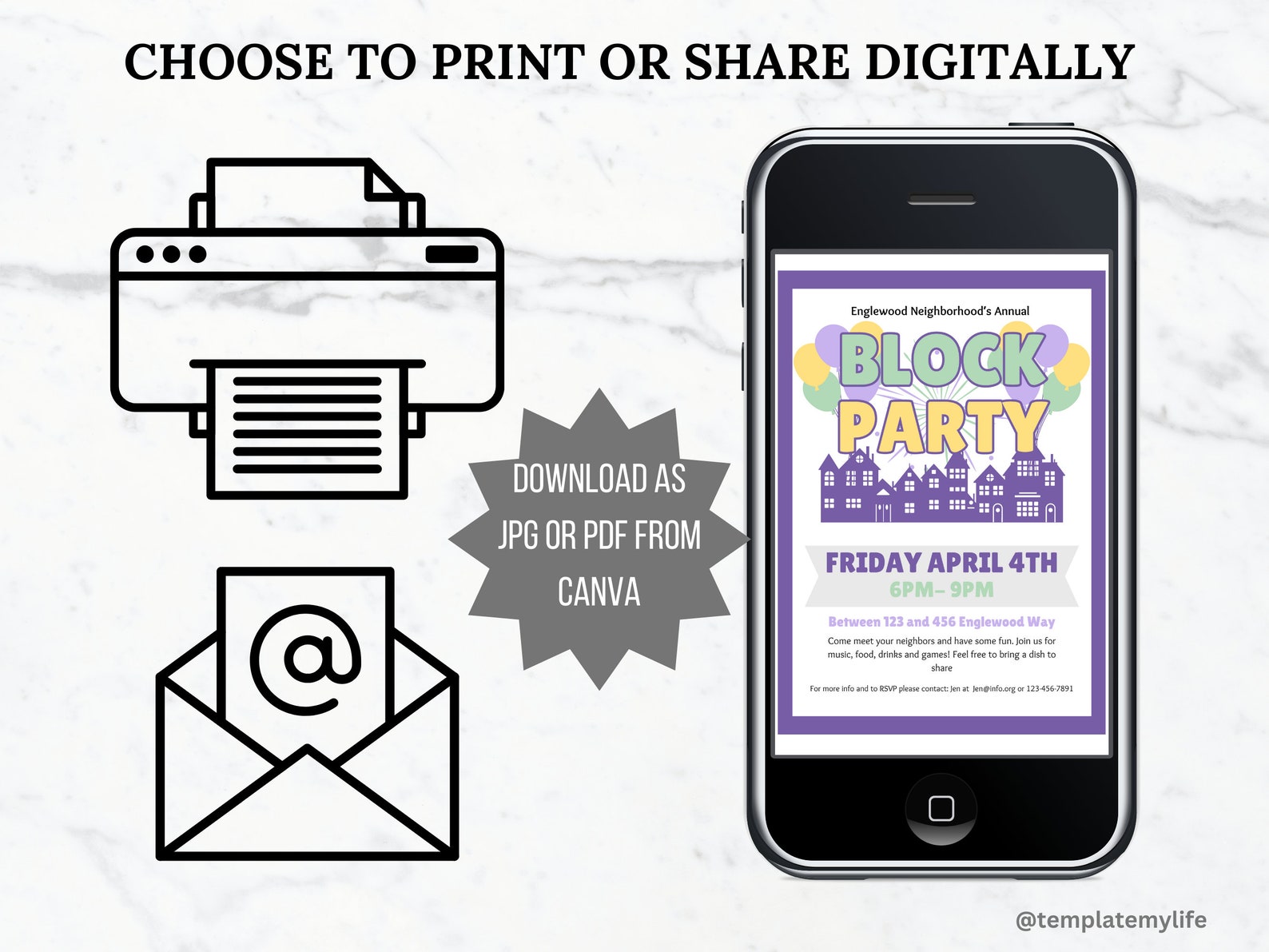 Spring Block Party Flyer Template Neighborhood Party Invite Editable ...