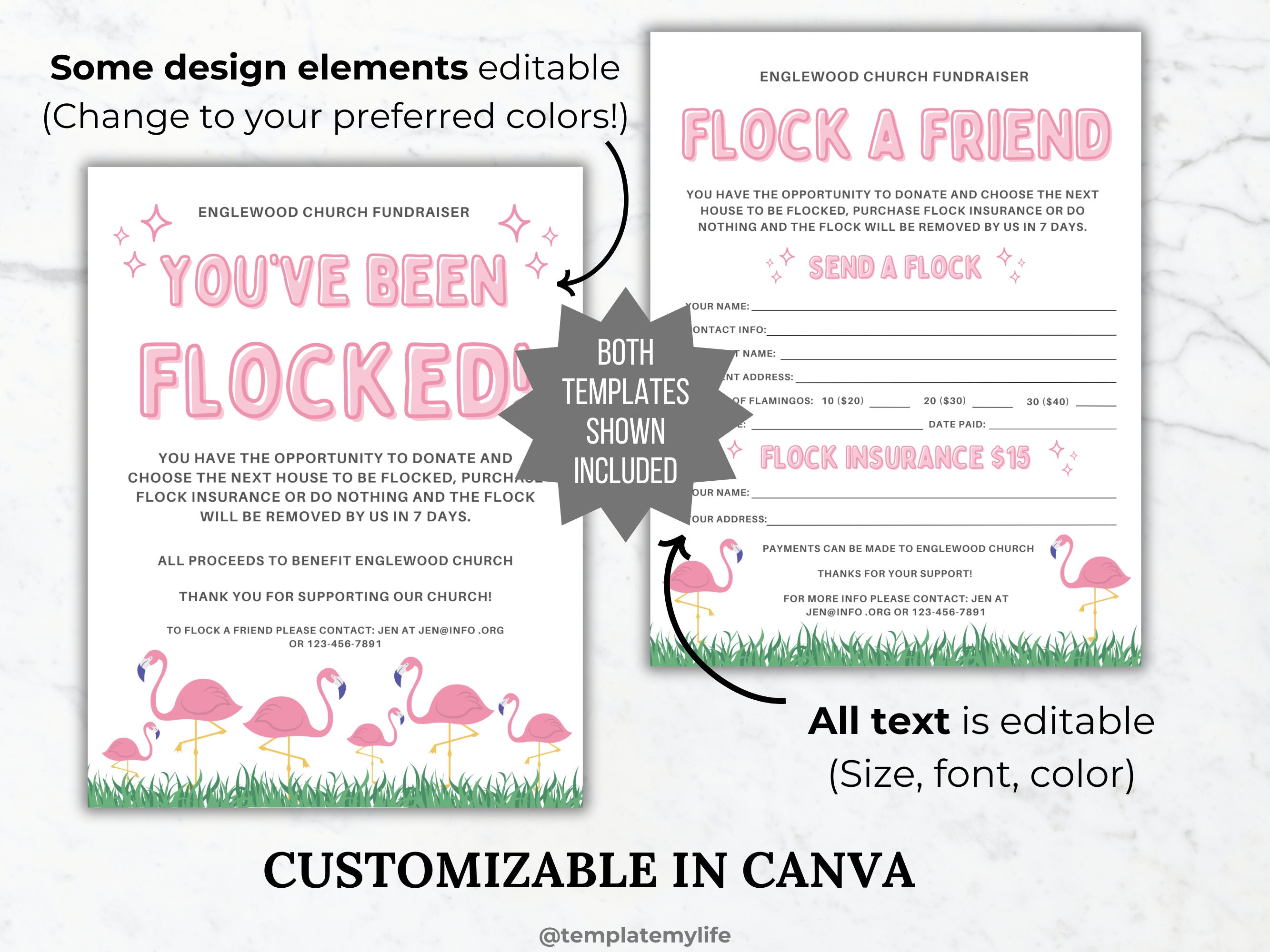 Flock My Yard Form and Notice Template Bundle Flock a Friend Printable ...