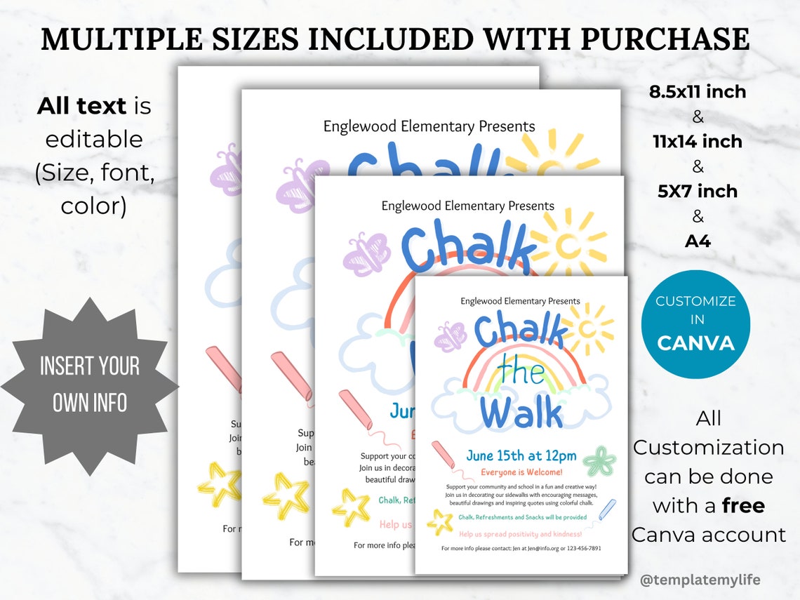 Chalk the Walk Flyer Template Staff Appreciation Event Poster Community ...