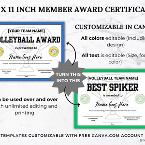 Editable Volleyball Award Certificate Template Player Participation ...