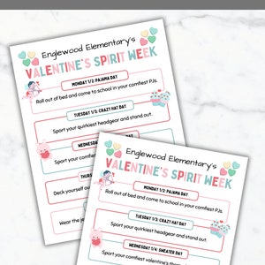 Valentines Spirit Week Flyer Printable School Spirit Flyer Editable Pto ...