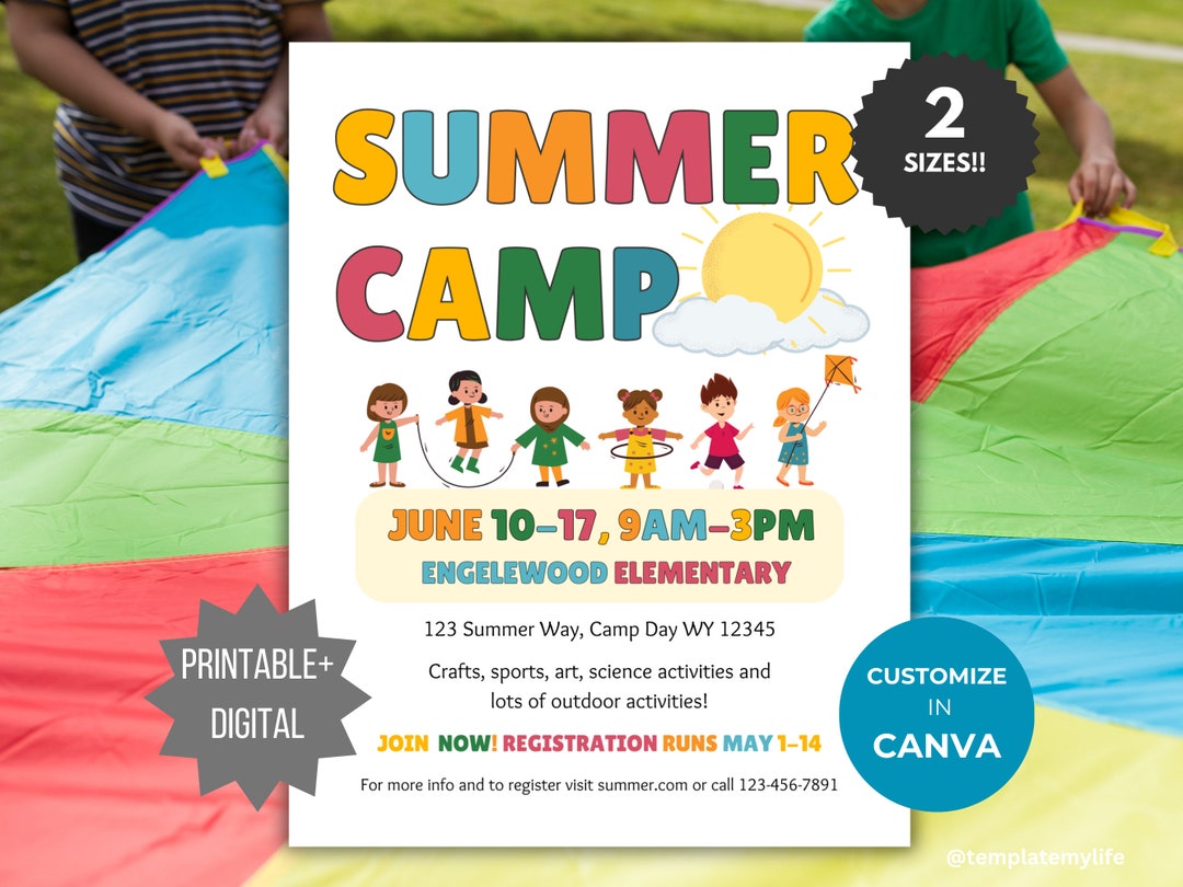 School Camp Flyer Invite Family Fun Camp Poster PTA PTO Flyer Editable ...