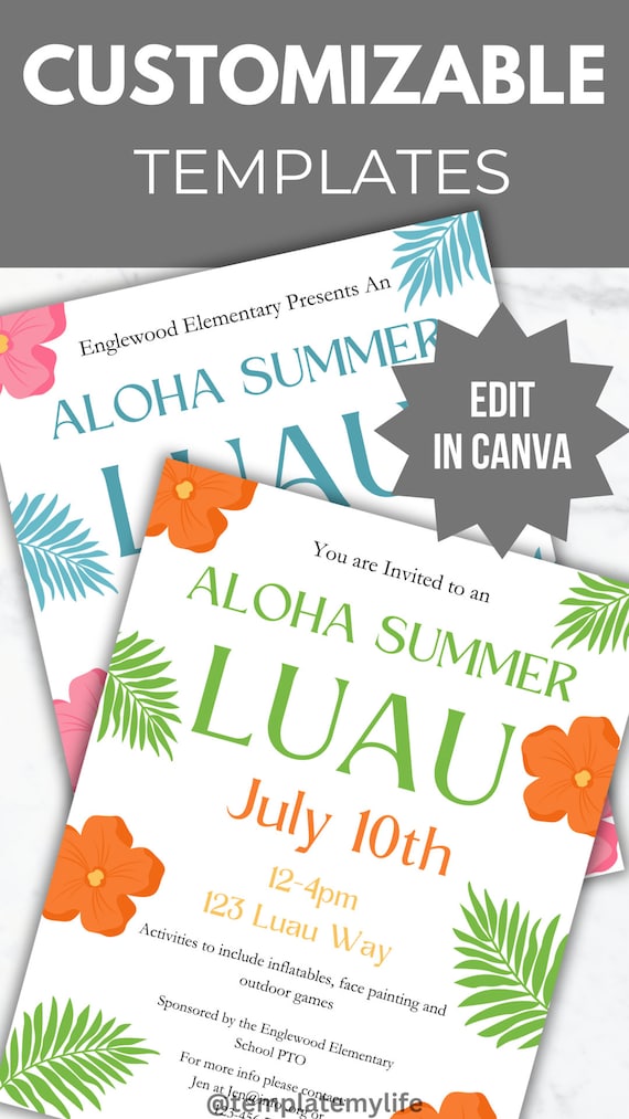 Luau Party Flyer Template Free