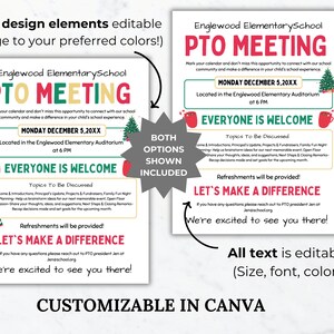 Christmas PTA Meeting Flyer Printable PTO Winter Meeting Flyer Editable ...