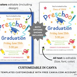 Preschool Graduation Invitation Editable Pre-k Graduation Ceremony ...