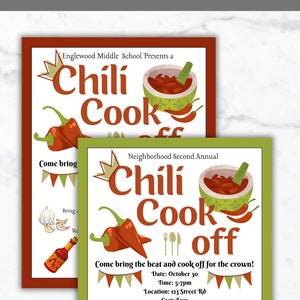Fall Chili Cook off Flyer Template Autumn Church Event Invite Editable ...