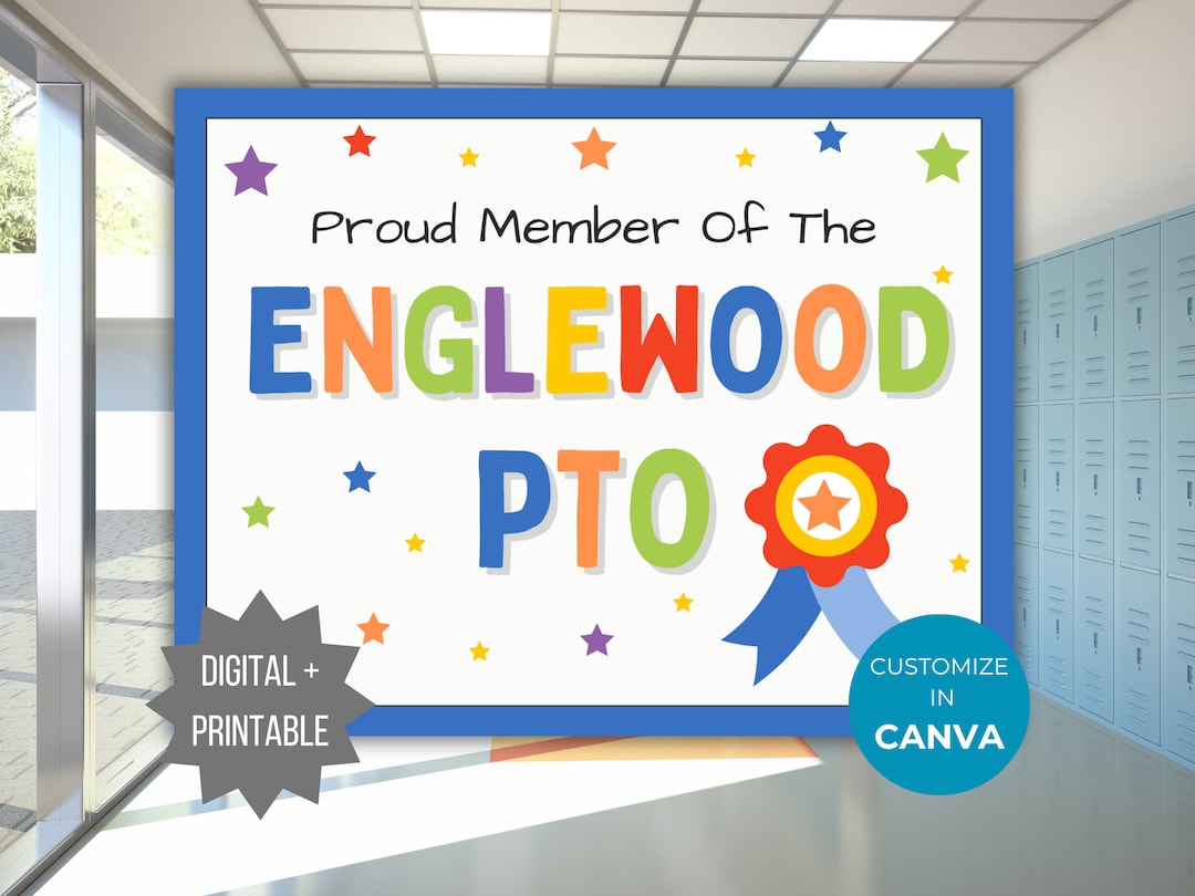 Editable PTA Membership Certificate Award PTO Member Appreciation Sign ...