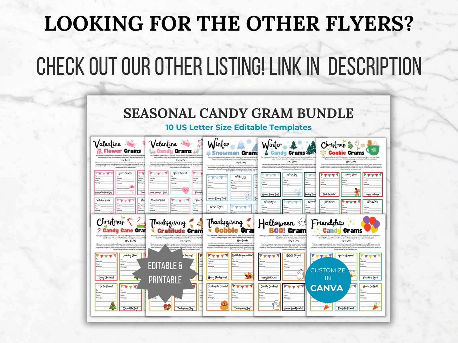 Winter Candy Gram Flyer PTO Template Holiday Candy Gram Printable ...