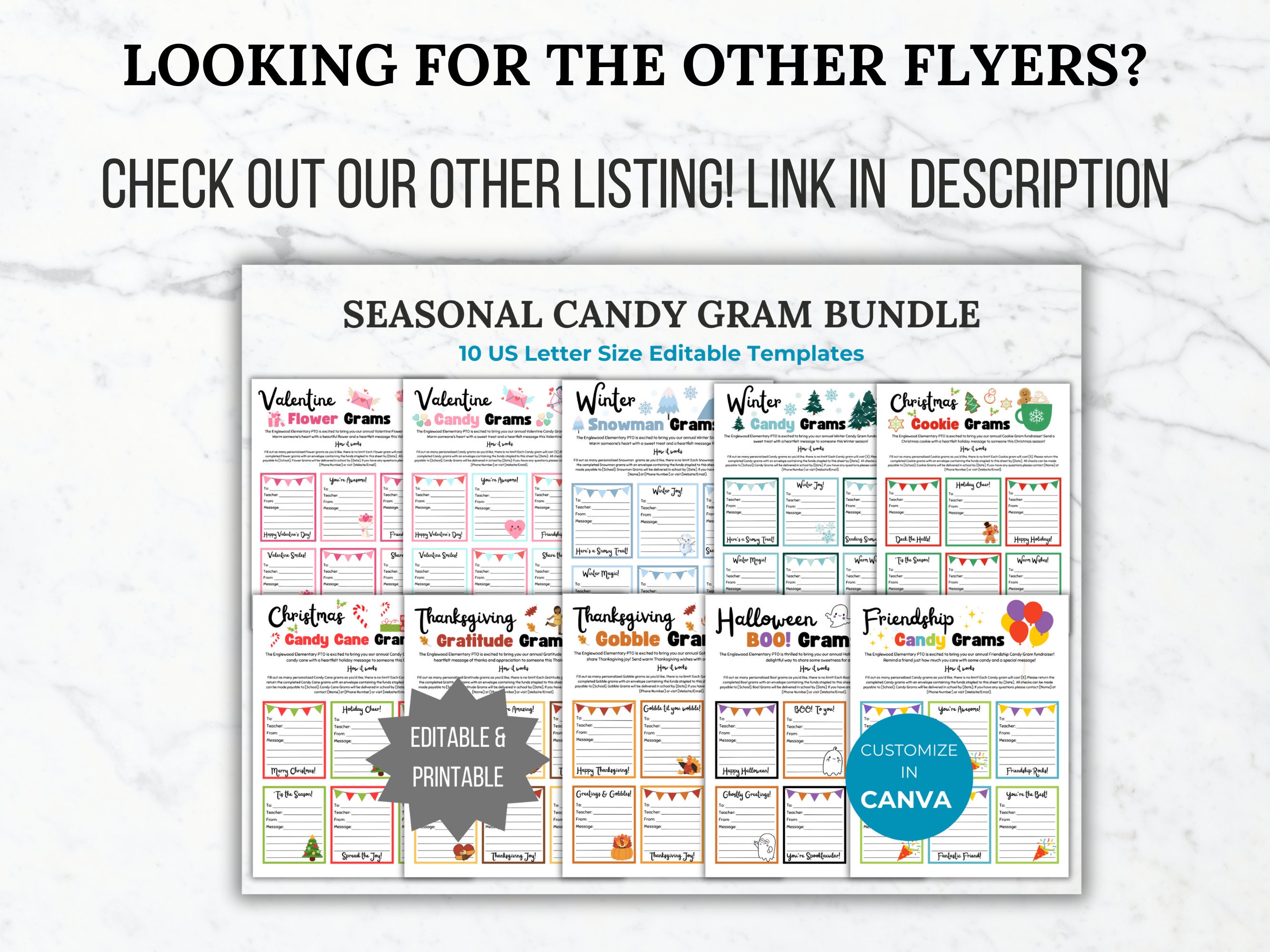 Winter Candy Gram Flyer PTO Template Holiday Candy Gram Printable ...