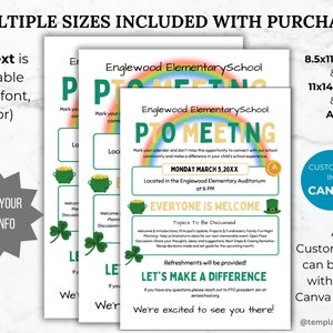 St Patricks Day PTA Meeting Flyer Printable March Church Flyer Template ...