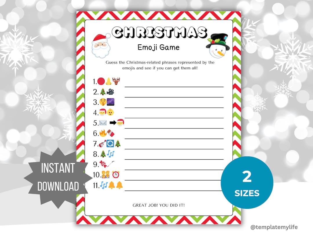 Christmas EMOJI Pictionary Game for Kids Christmas Game for Family ...