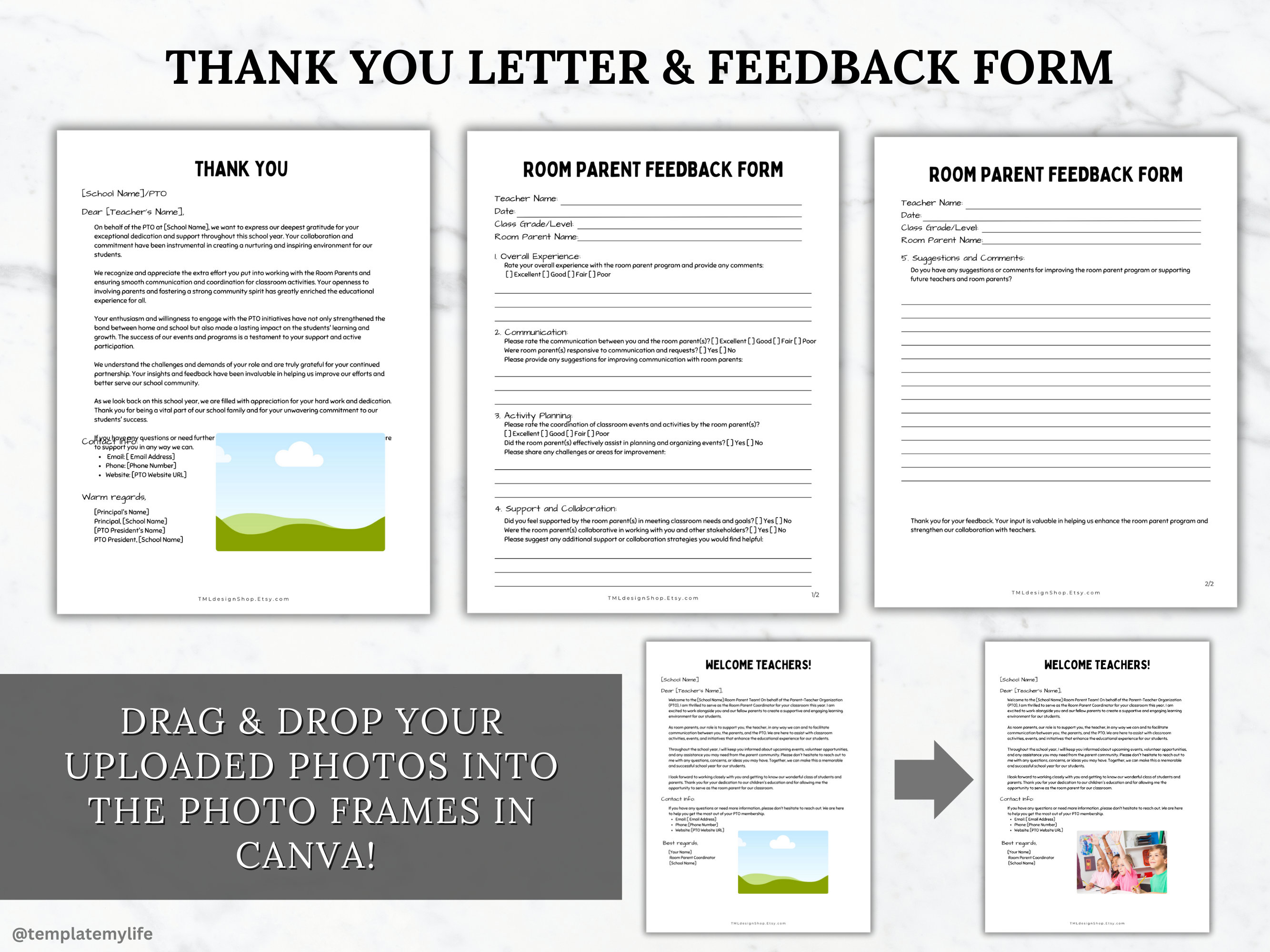 PTA PTO Room Parent Program Teacher Information Packet Template Class ...