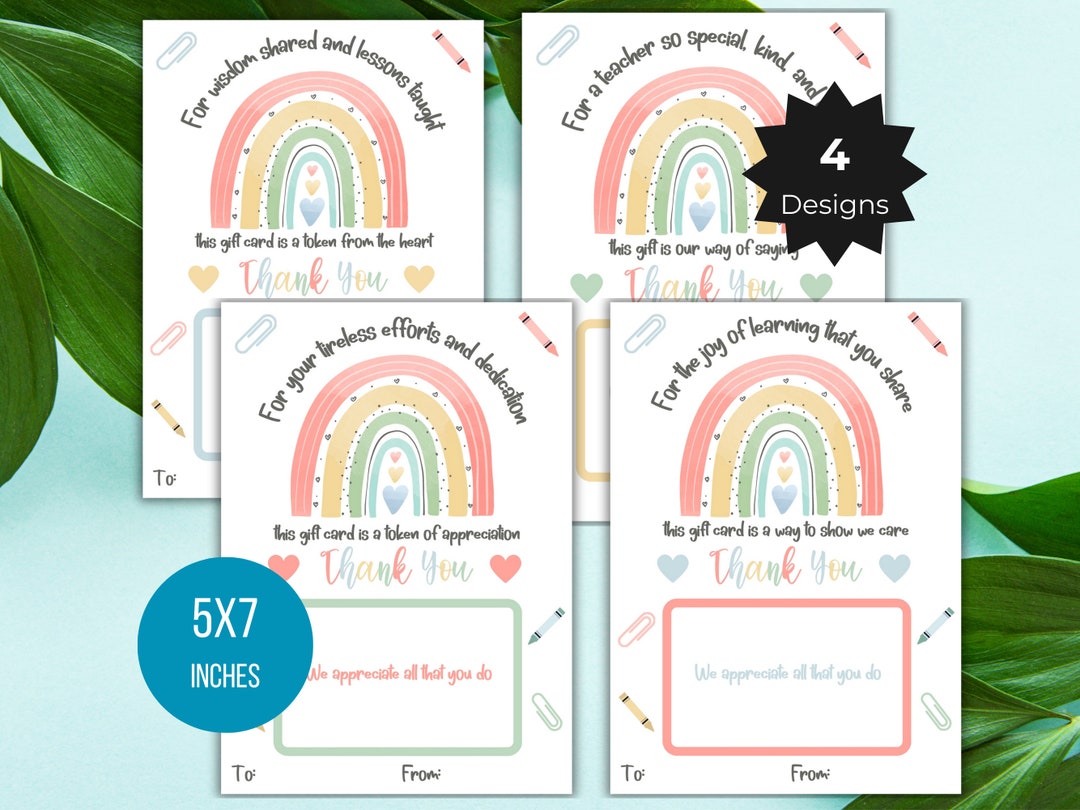 Teacher Gift Card Holder Printable Teacher Appreciation Gift for ...