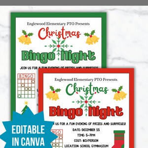 Holiday Bingo Night Flyer PTO Template School Fundraiser Flyer Event ...